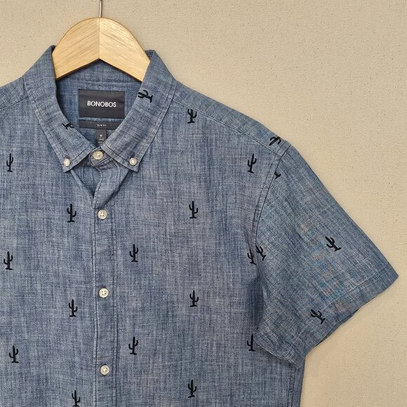 Bonobos | Shirts | Bonobos Cactus Print Chambray Short Sleeve Slim Fit ...
